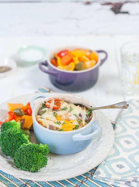 Baked Rice and Egg Pots with Roasted Vegetables - Helen's Fuss Free ...
