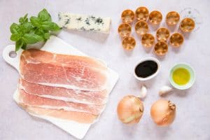 Parma Ham Canapés with Sticky Balsamic Onions & Gorgonzola Recipe