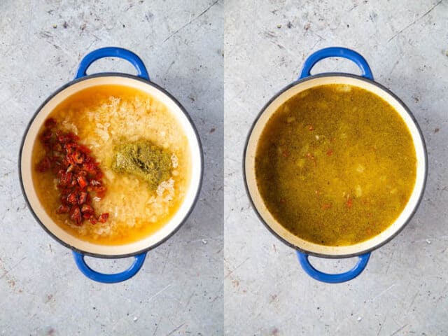 Easy One Pot Italian Rice with Pesto and Tomatoes - Helen's Fuss Free ...