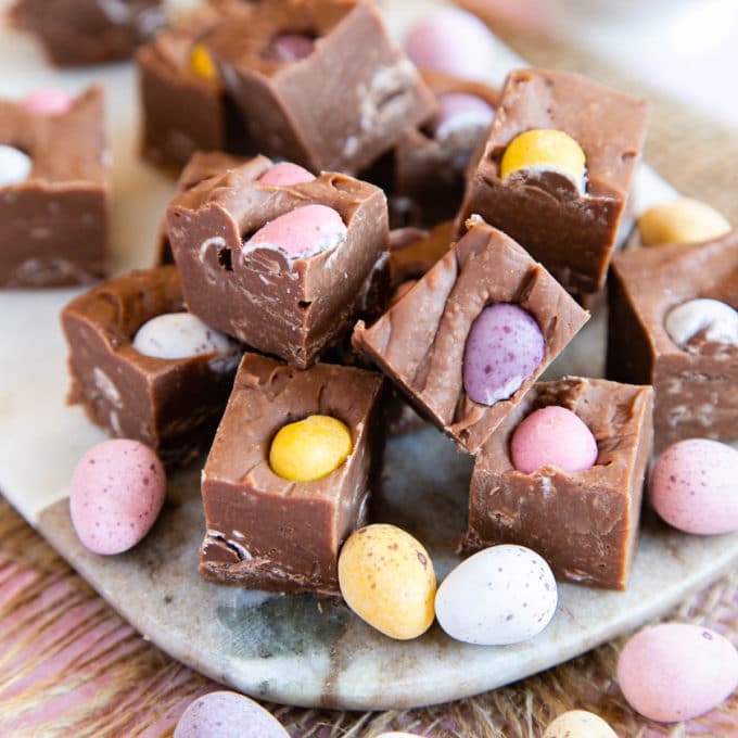 Three Ingredient Mini Egg Fudge - Helen's Fuss Free Flavours