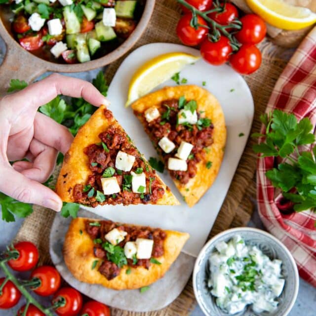 Mince Pizza ( Lahmacun or Lahmatzoun) - Helen's Fuss Free Flavours